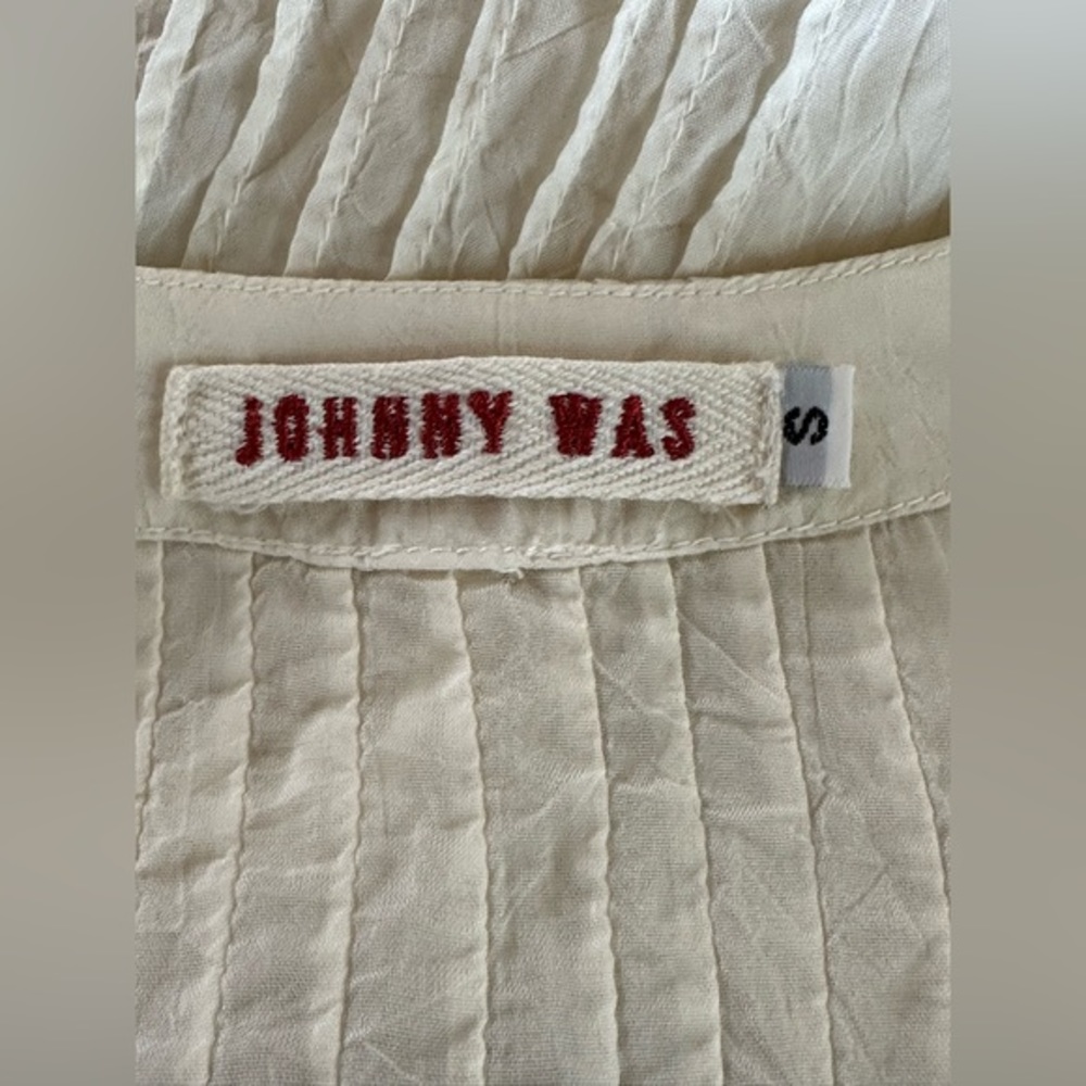 Johnny Was Sheer Off White Long Sleeve Embroidered Bl… - Gem